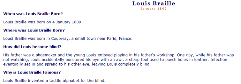 The Louis Braille Story « CHESTNUT ESL/EFL